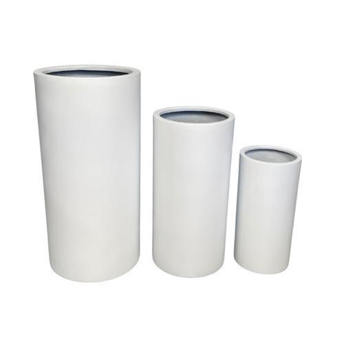 Fiberglass Tall Cylinder Matte White | Pots WA
